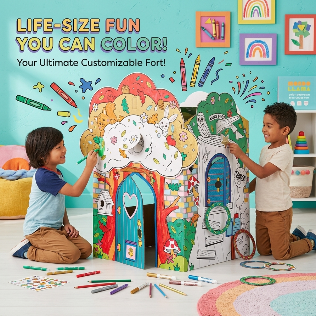Color-Your-Own Tree House Fort - Mondo Llama – Elideia